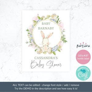 Baby Bunny Wine Label Printable Baby Shower Party Personalized Wines ...