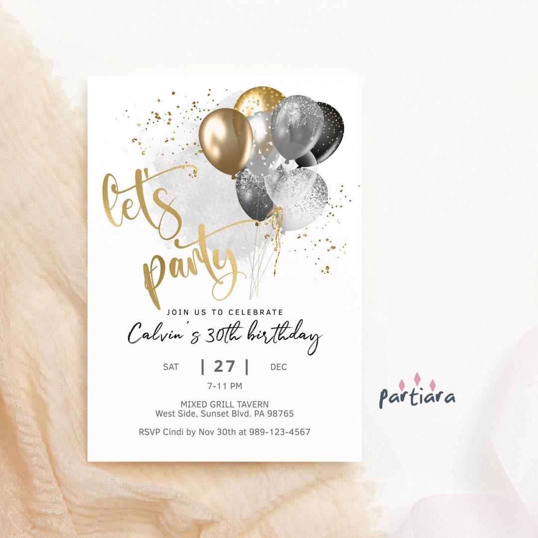 Silver Surprise Birthday Invitation for Adults, Printable 50th Party ...