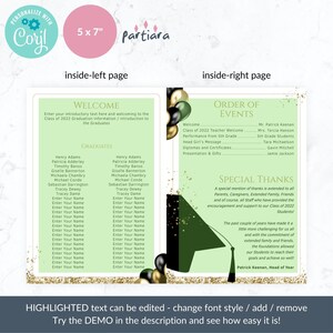 Graduation Program Self Editable Black and Gold College High School or ...