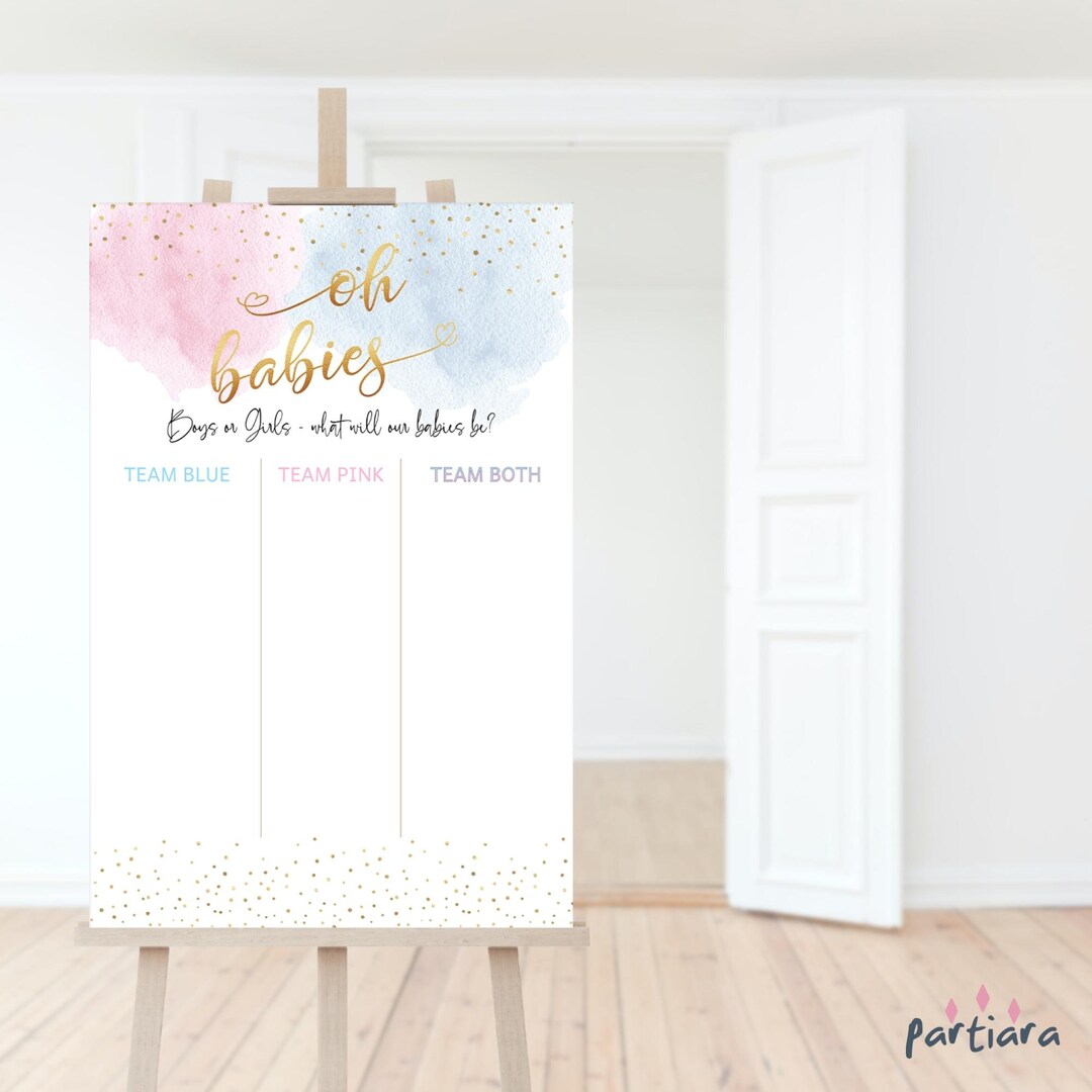 Twins Gender Reveal Boy Girl Voting Sign Baby Smoke Clouds - Etsy