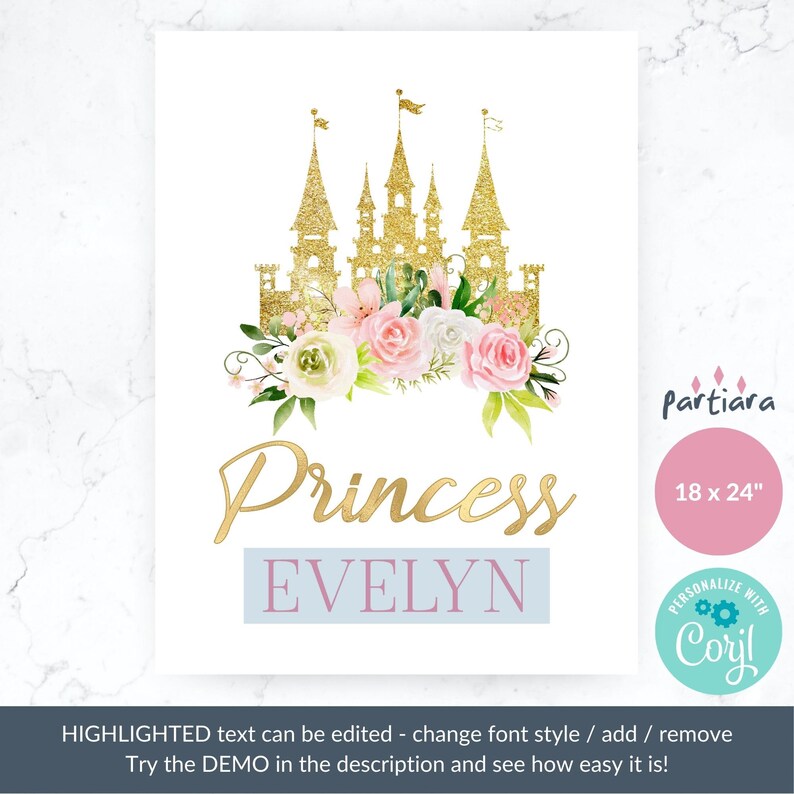 Fairytale Castle Birthday Sign Princess Party Poster Decor - Etsy