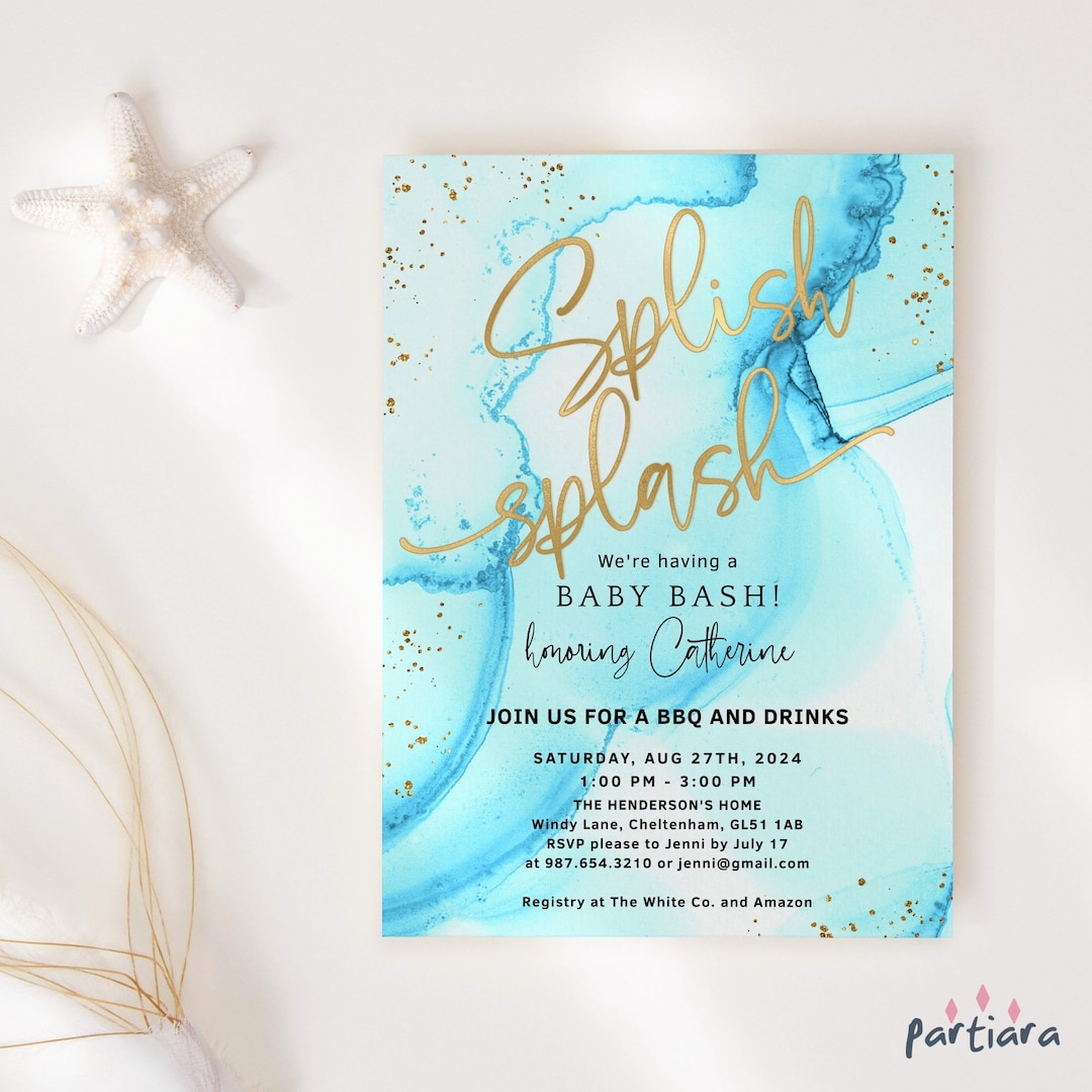 Baby Shower Pool Party Invitation Template, Splish Splash Baby Bash ...