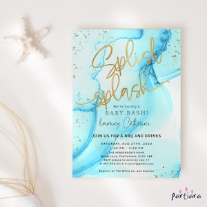 Baby Shower Pool Party Invitation Template, Splish Splash Baby Bash ...