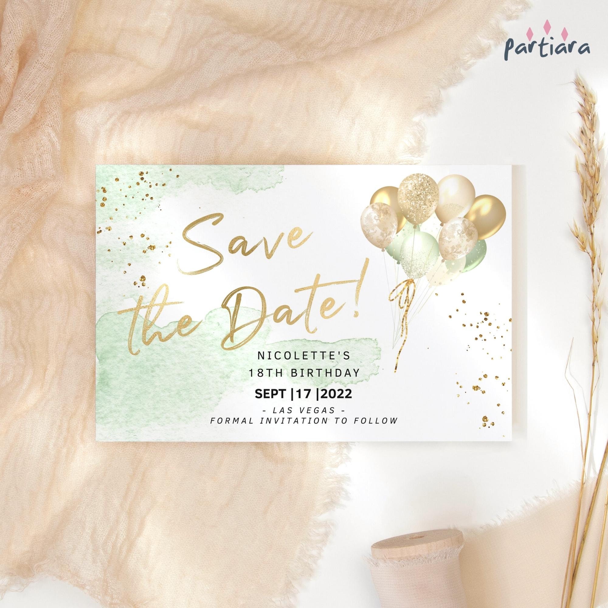 Save the Date Card Birthday Party Announcement Printable for - Etsy