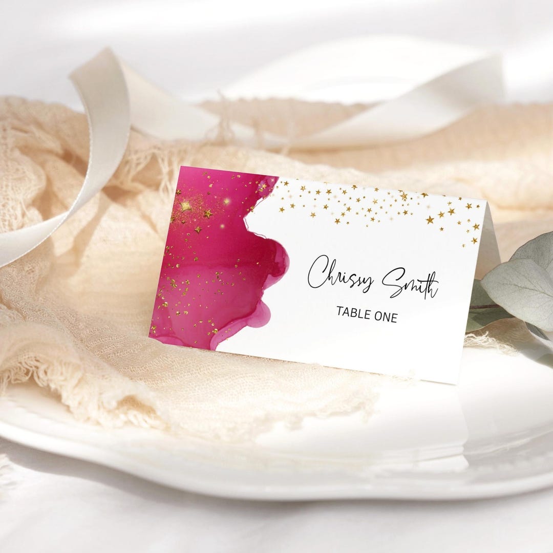Ruby Red Place Card Template, Table Seating Name Cards Printable ...