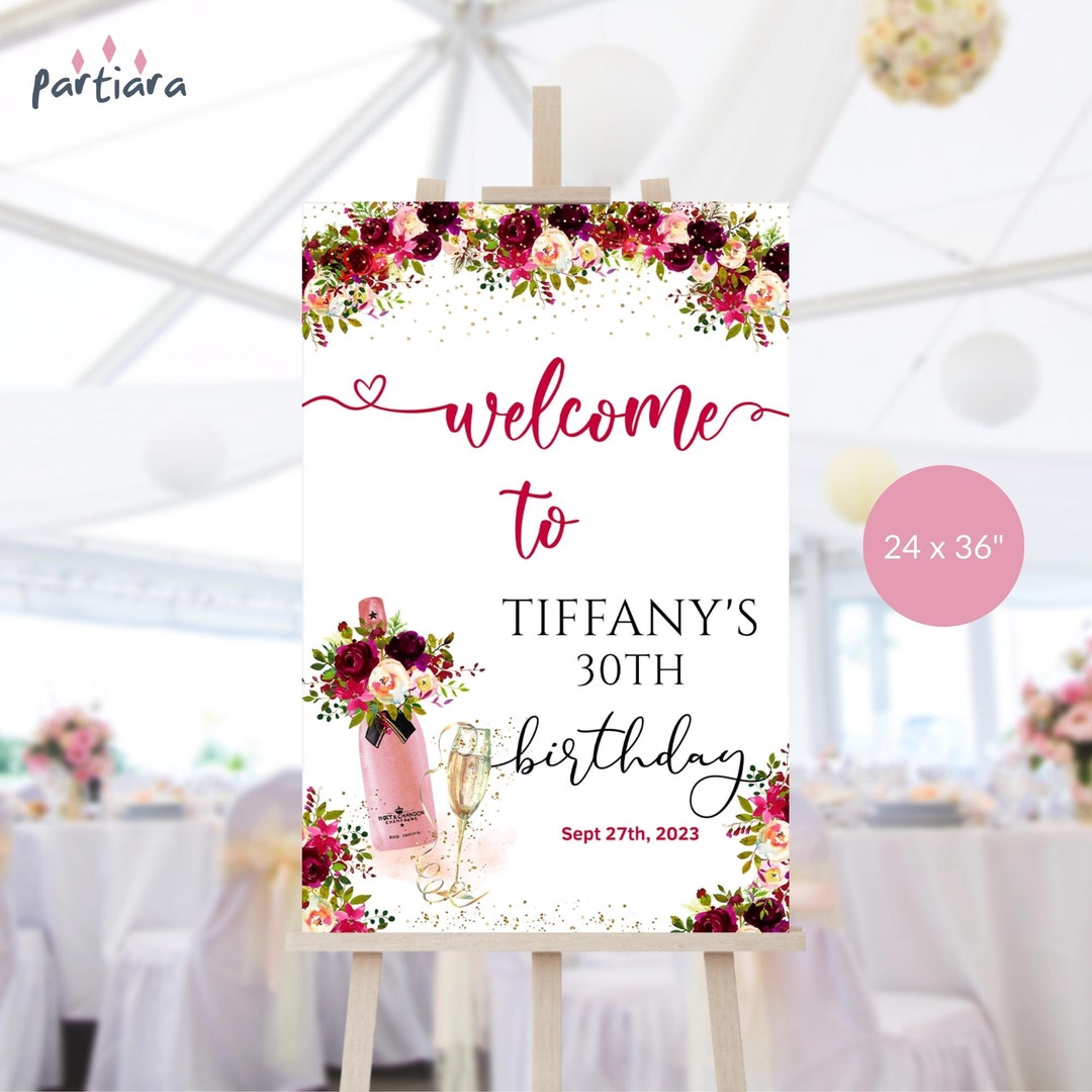 Boho Birthday Welcome Sign Printable, Ladies Floral Welcome Board ...