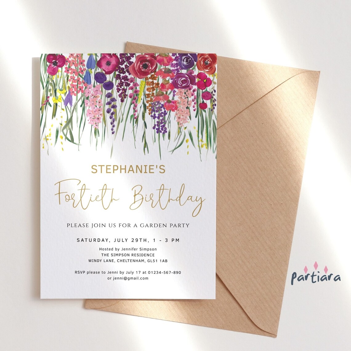 Summer Floral Garden Party Invitation Editable Birthday - Etsy