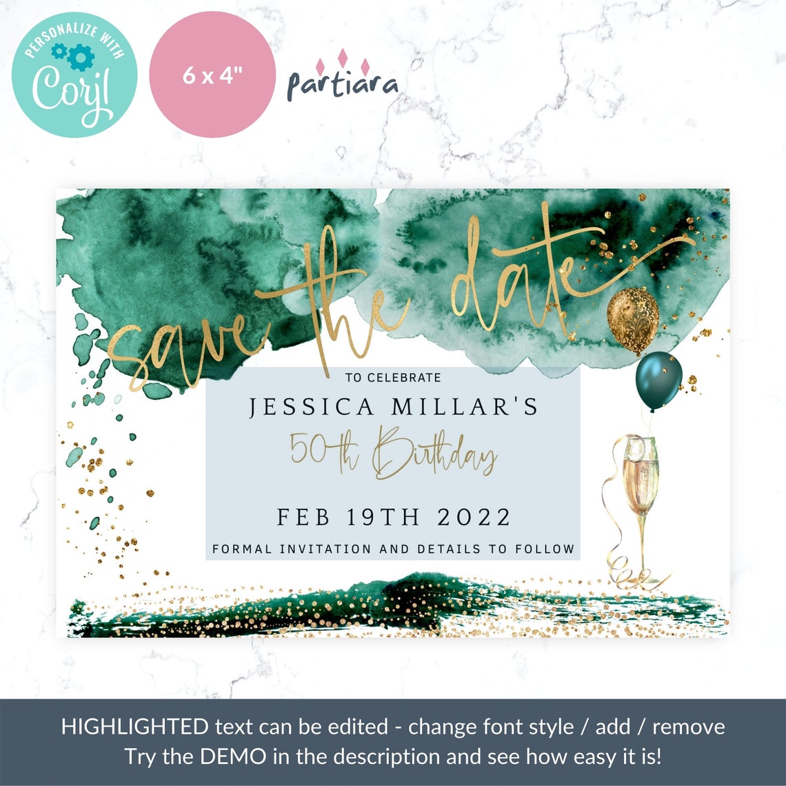 DIY Save the Date Card Editable Birthday Party Engagement Announcement ...
