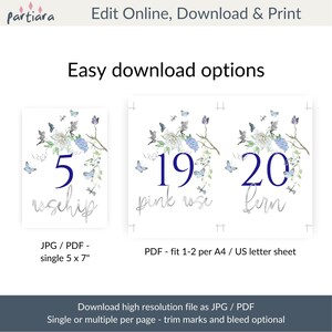 Fairy Butterfly Table Numbers Printable Quinceanera Floral Birthday ...