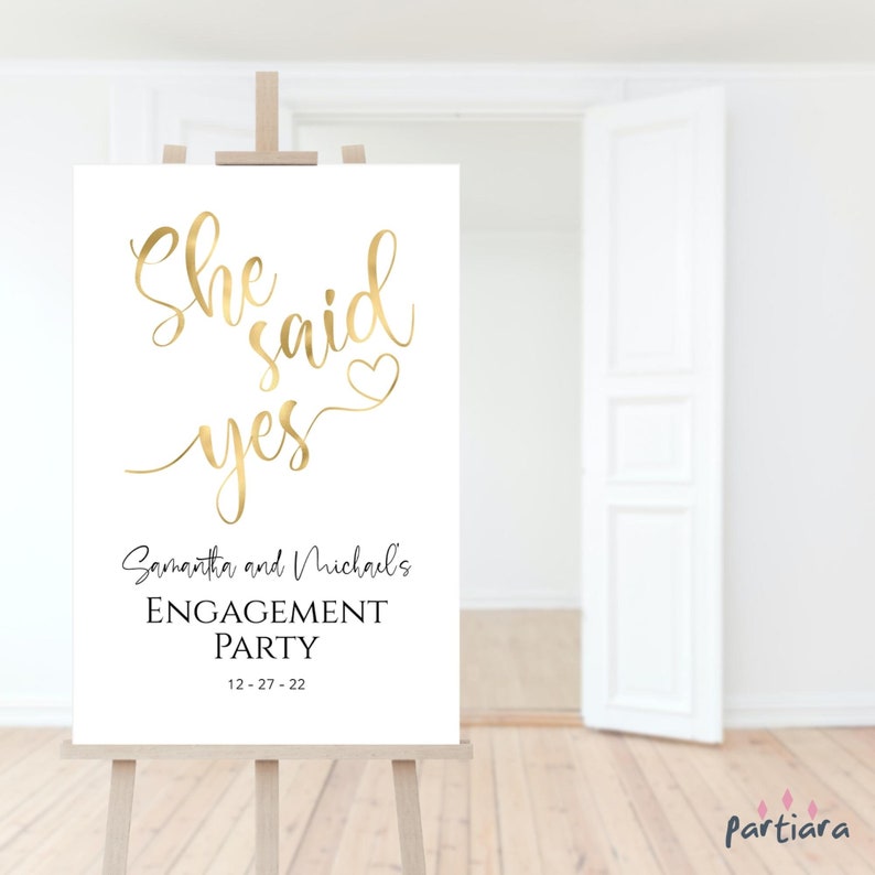 She Said Yes Engagement Party Sign Printable DIY Digital - Etsy