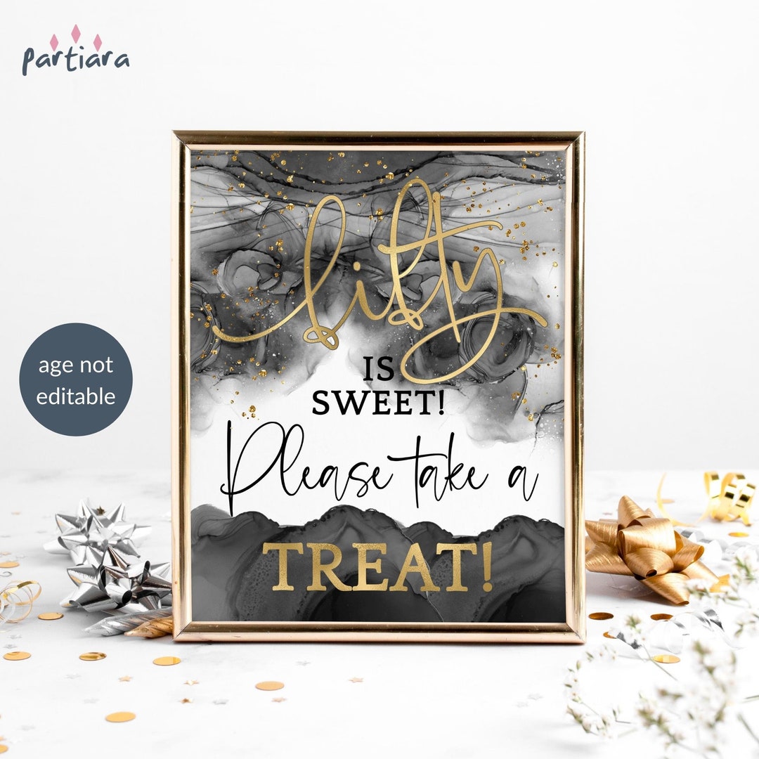Fifty is Sweet Treats Sign Printable, Ladies 50th Birthday Dessert ...