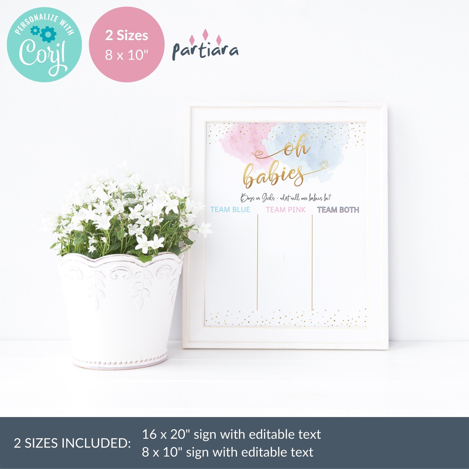 Gender Reveal Twin Baby Tally Sheet Game Sign EDITABLE Twins | Etsy