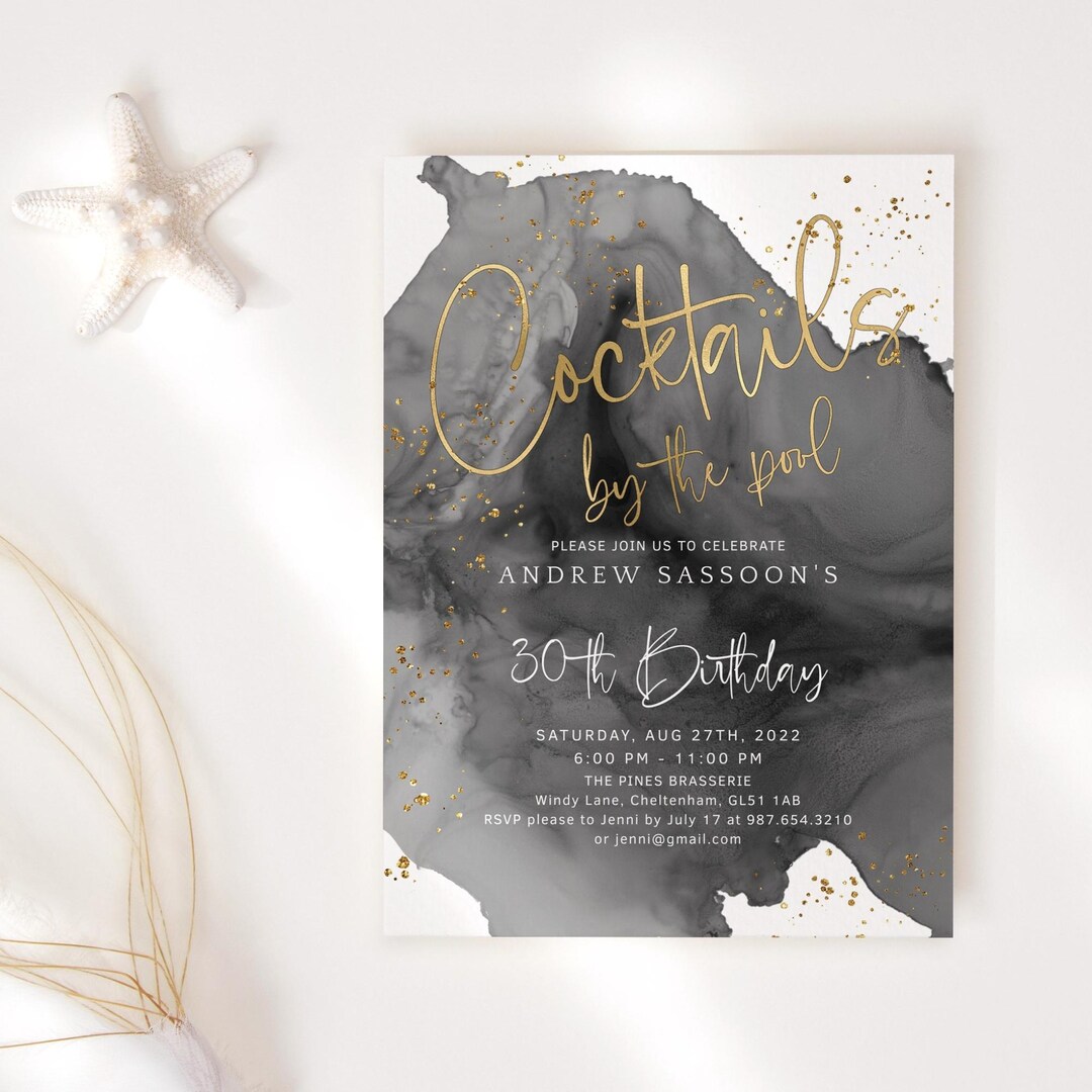 Cocktail Pool Party Invite Template, Cocktails by the Pool Birthday ...