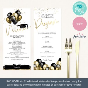 Graduation Program Template, Graduates Event Programs and Menu Cards ...