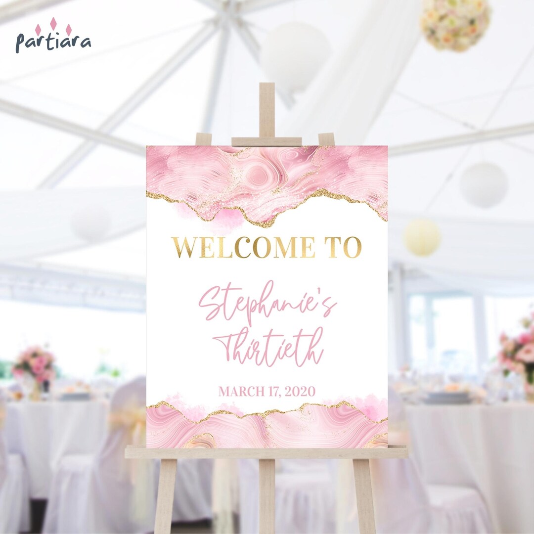 Editable Ladies Birthday Party Welcome Sign 16x20 Template Candy Pink ...