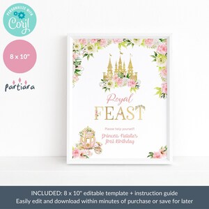 Princess Birthday Food Table Sign Printable Royal Fairytale Buffet ...