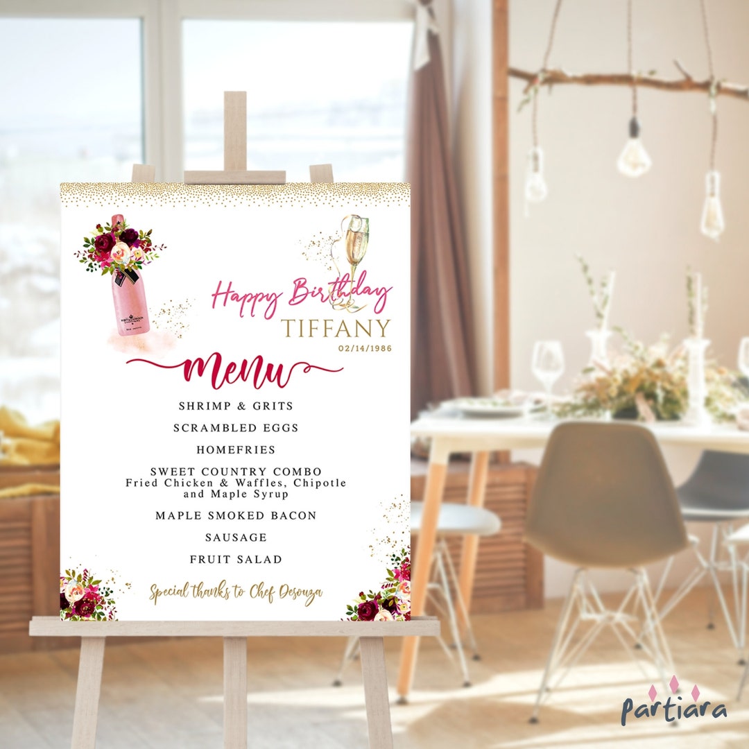Ladies Brunch Welcome Menu Sign Template Bridal Shower Party Welcome ...