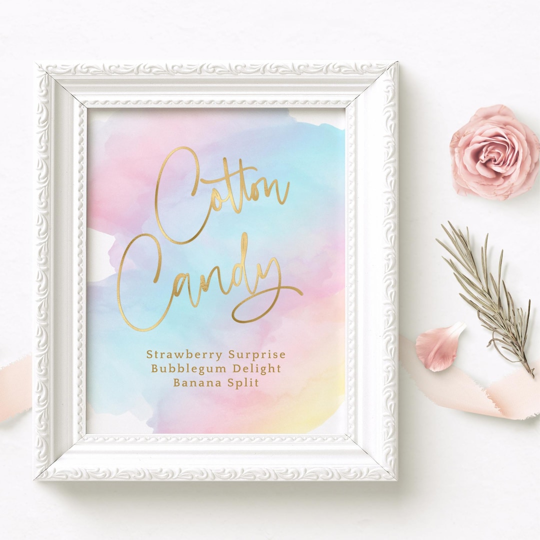 Birthday Cotton Candy Favors Table Sign Printable, Candyfloss Poster ...