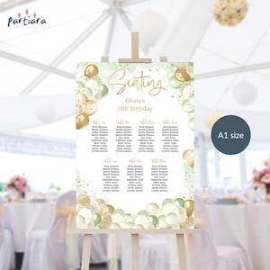 Birthday Seating Chart Printable, Teen Girls Party Tables Seating Sign ...