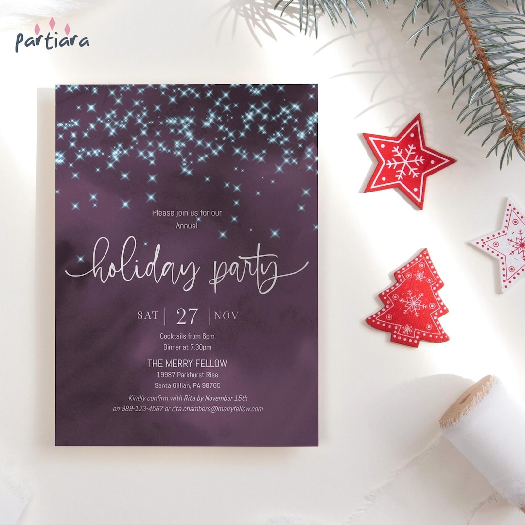 Corporate Christmas Invitation, Company Holiday Party Invite Printable ...
