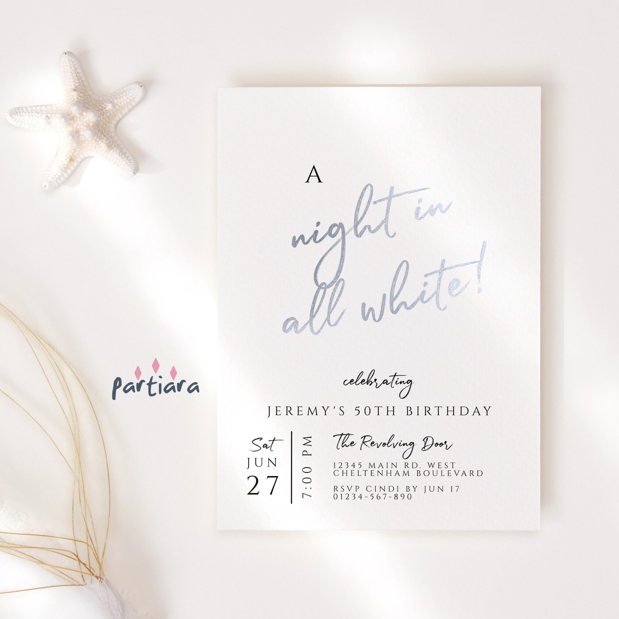 All White Party Invitation Printable Editable Template Adult | Etsy