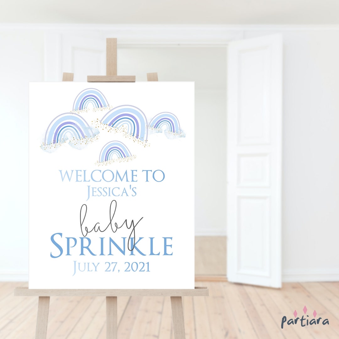 Boho Rainbow Welcome Sign Baby Shower Party Template, Boys Baby ...