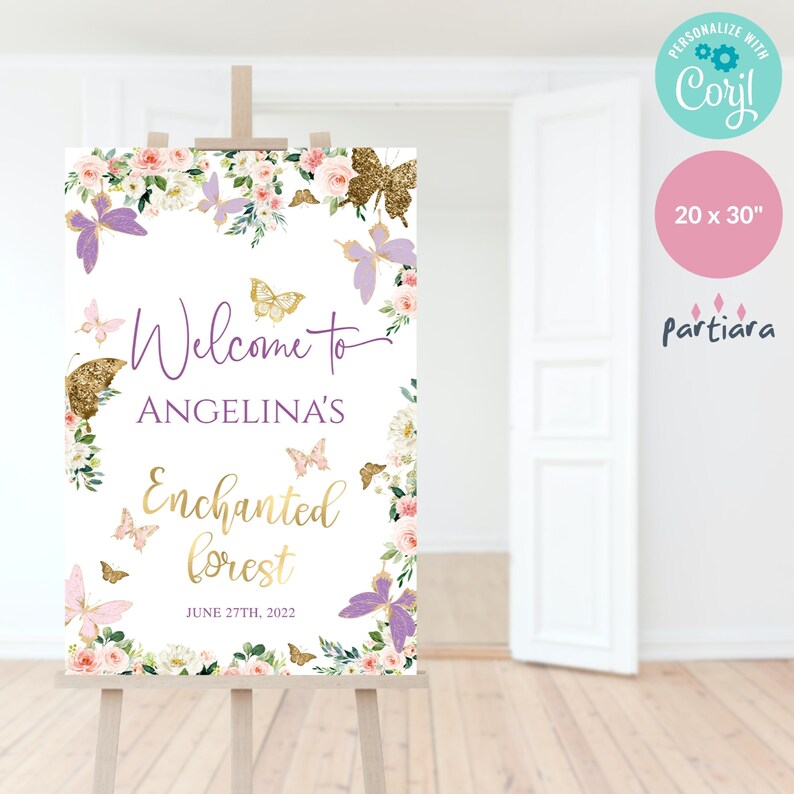 Enchanted Forest Welcome Sign Printable Girl's Birthday | Etsy