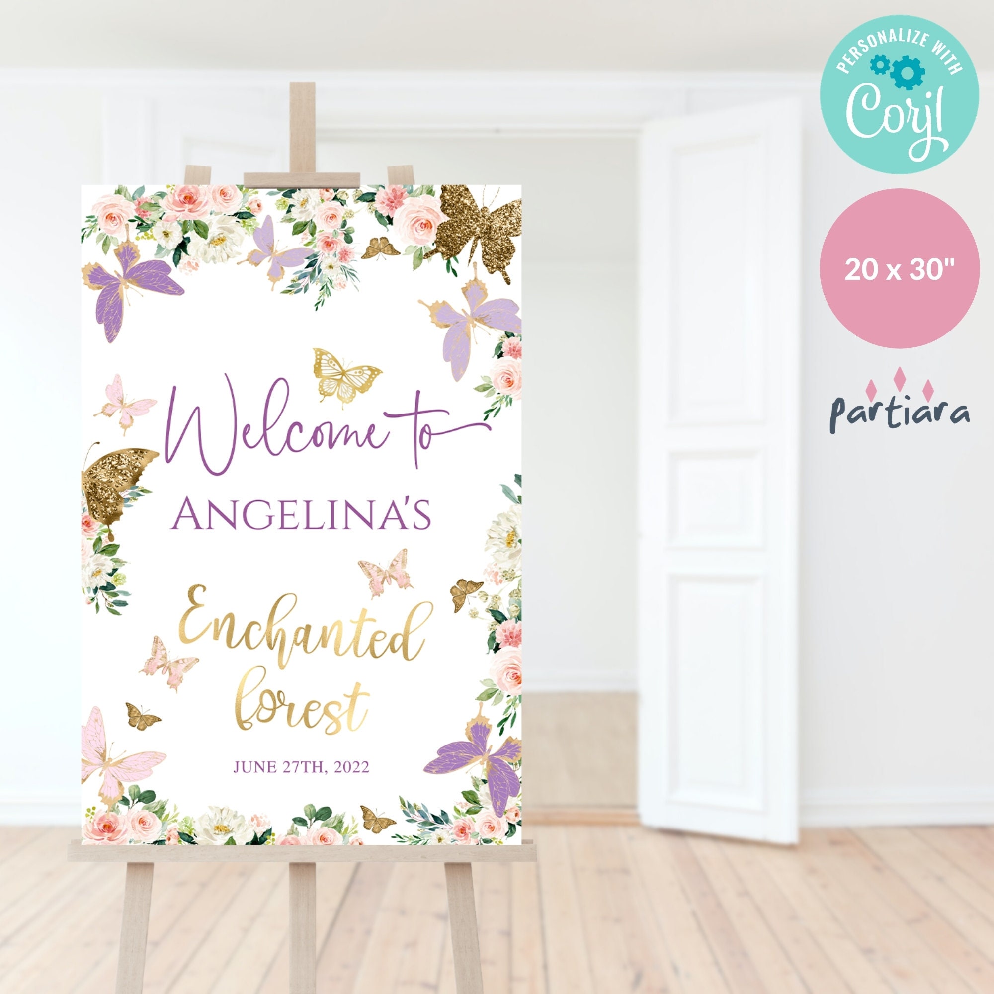 Enchanted Forest Welcome Sign Printable Girl's Birthday | Etsy