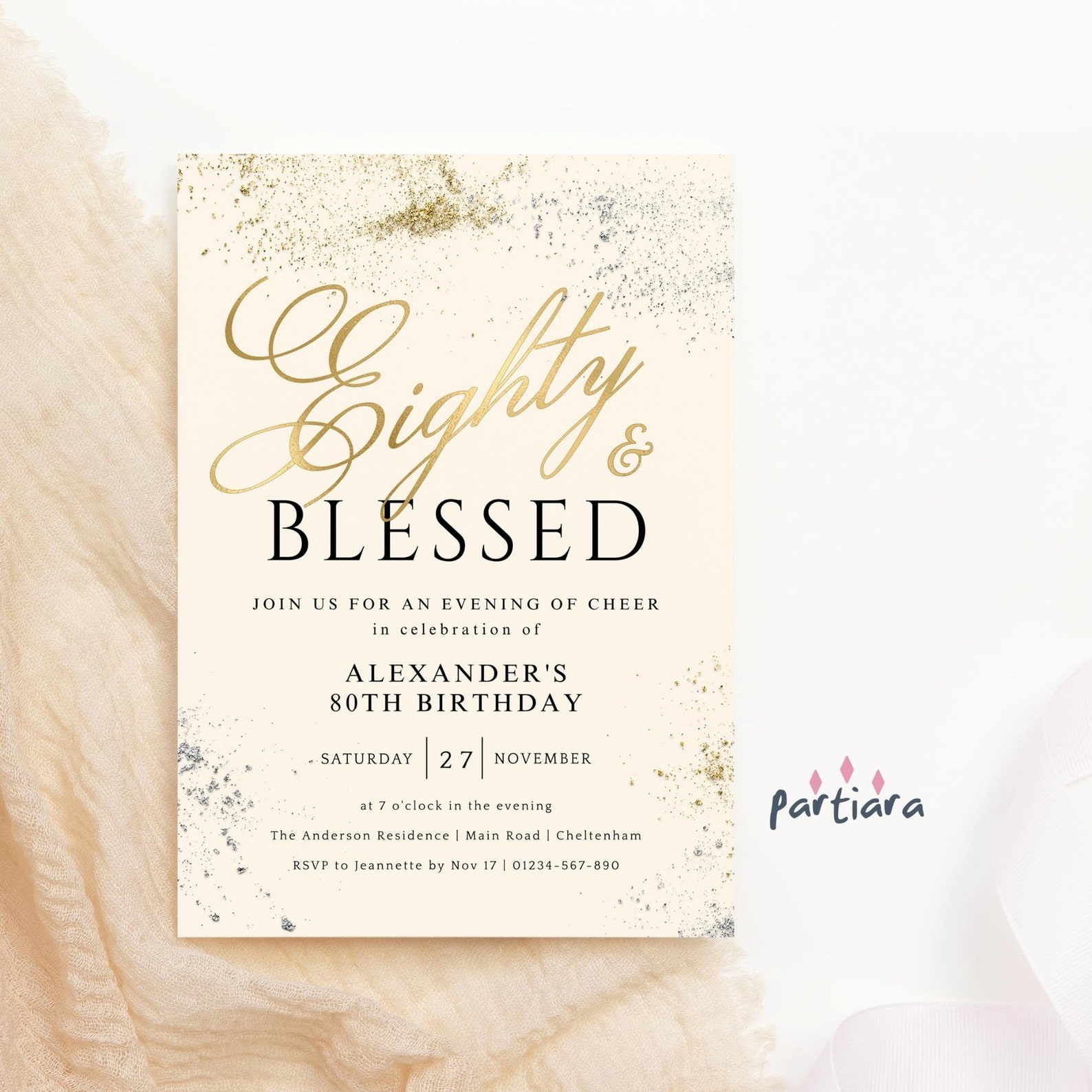 Ladies 80th Birthday Invite 80 and Blessed Surprise Dinner - Etsy
