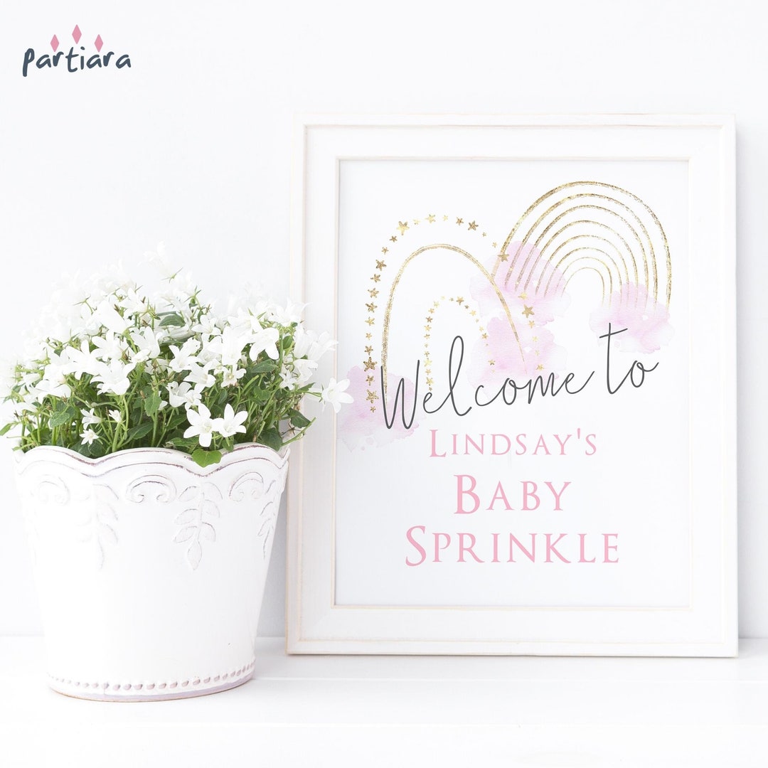 Girl Baby Sprinkle Sign, Welcome Rainbow Party Table Poster Printable ...