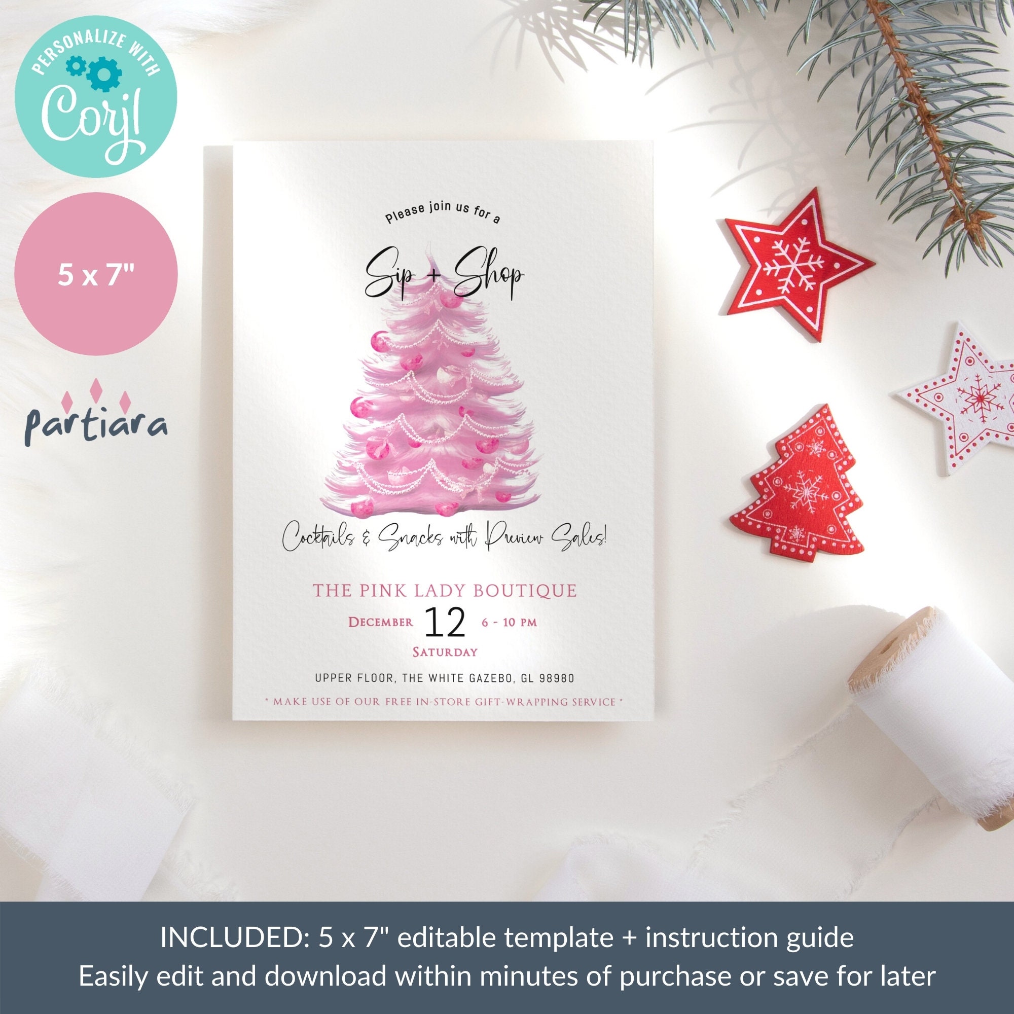 Sip and Shop Christmas Invitation Shopping Holiday Flyer - Etsy