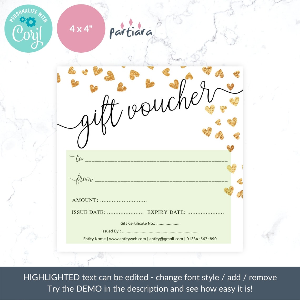 Editable Gift Voucher Card Template Birthday Party Gifting Printable ...
