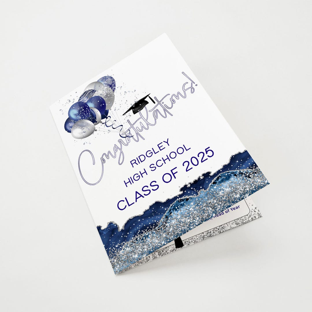 Class of 2025 Program, Graduation Programs Printable, Boys Blue Silver ...