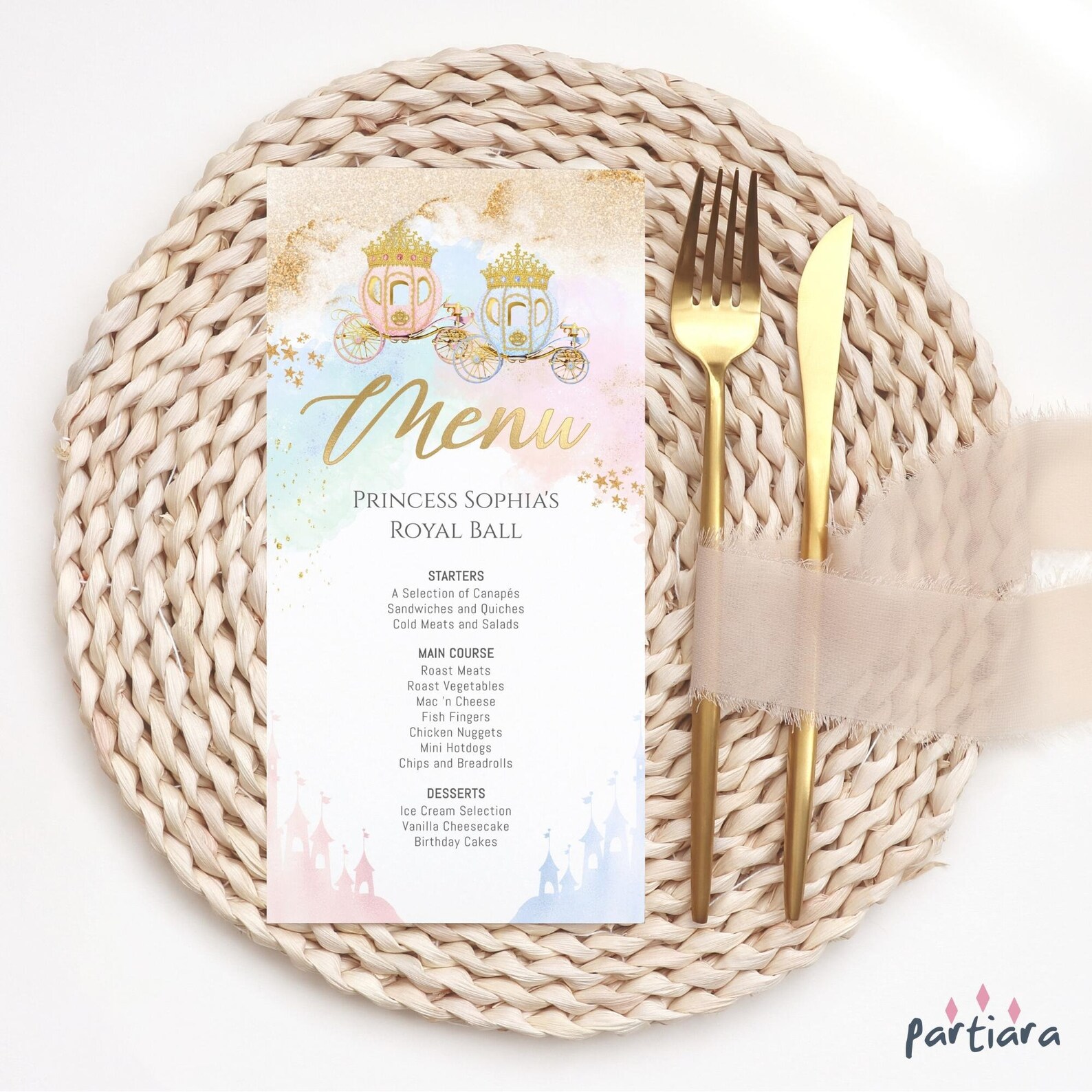 Baby Princess Menu Girl Baby Shower Fairytale Party Menus - Etsy
