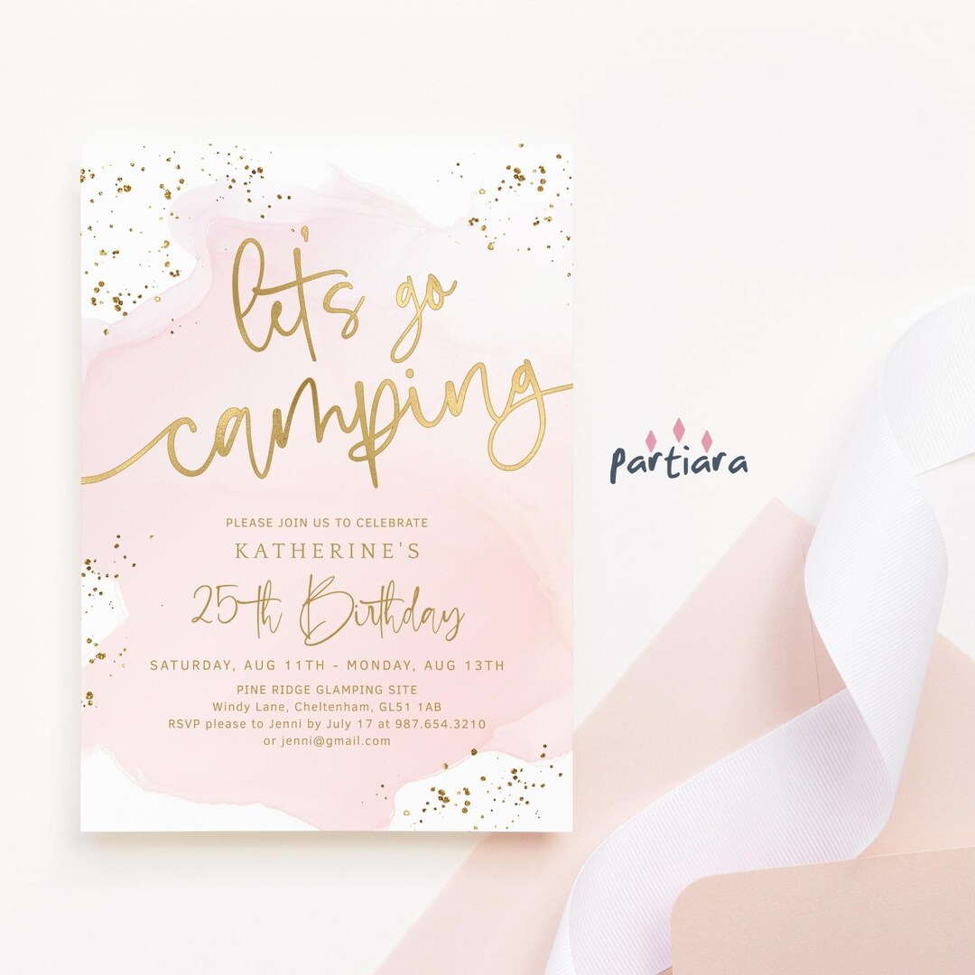 Editable Camping Party Invite Template Lets Go Camp Birthday Invitation ...