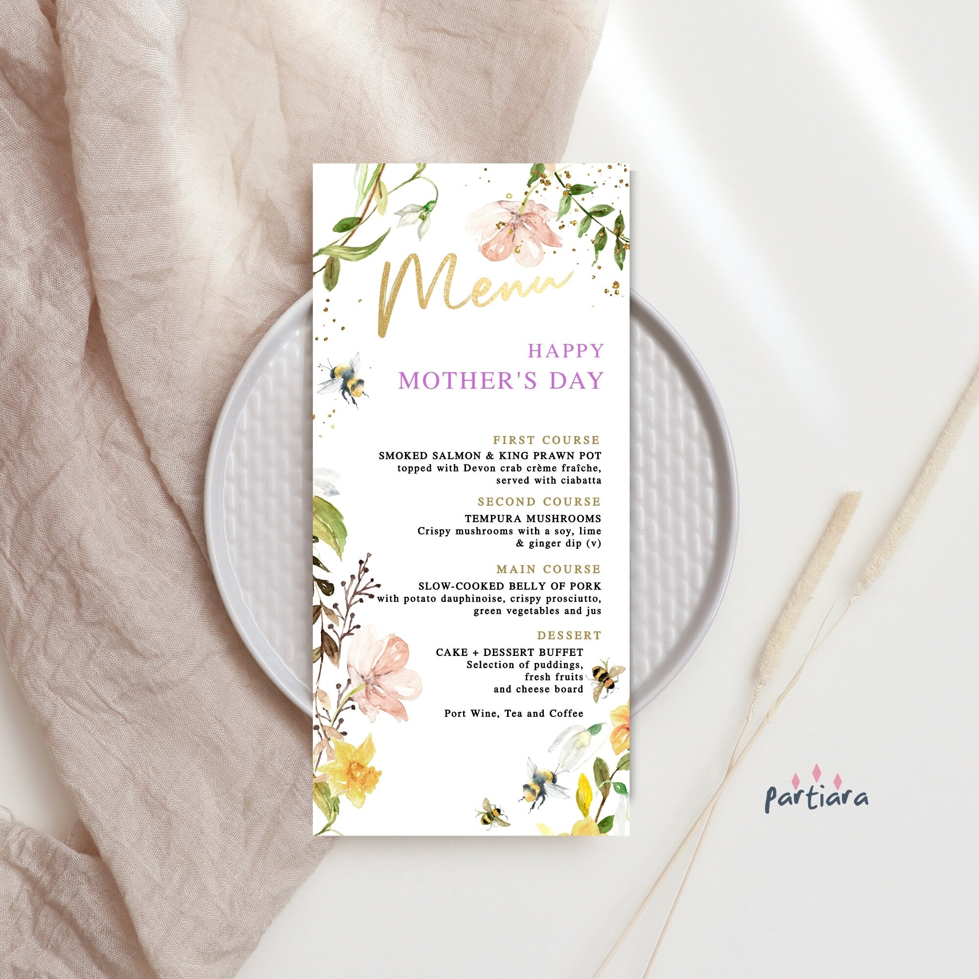 DIY Printable Mother s Day Menu Cards Editable Template Etsy