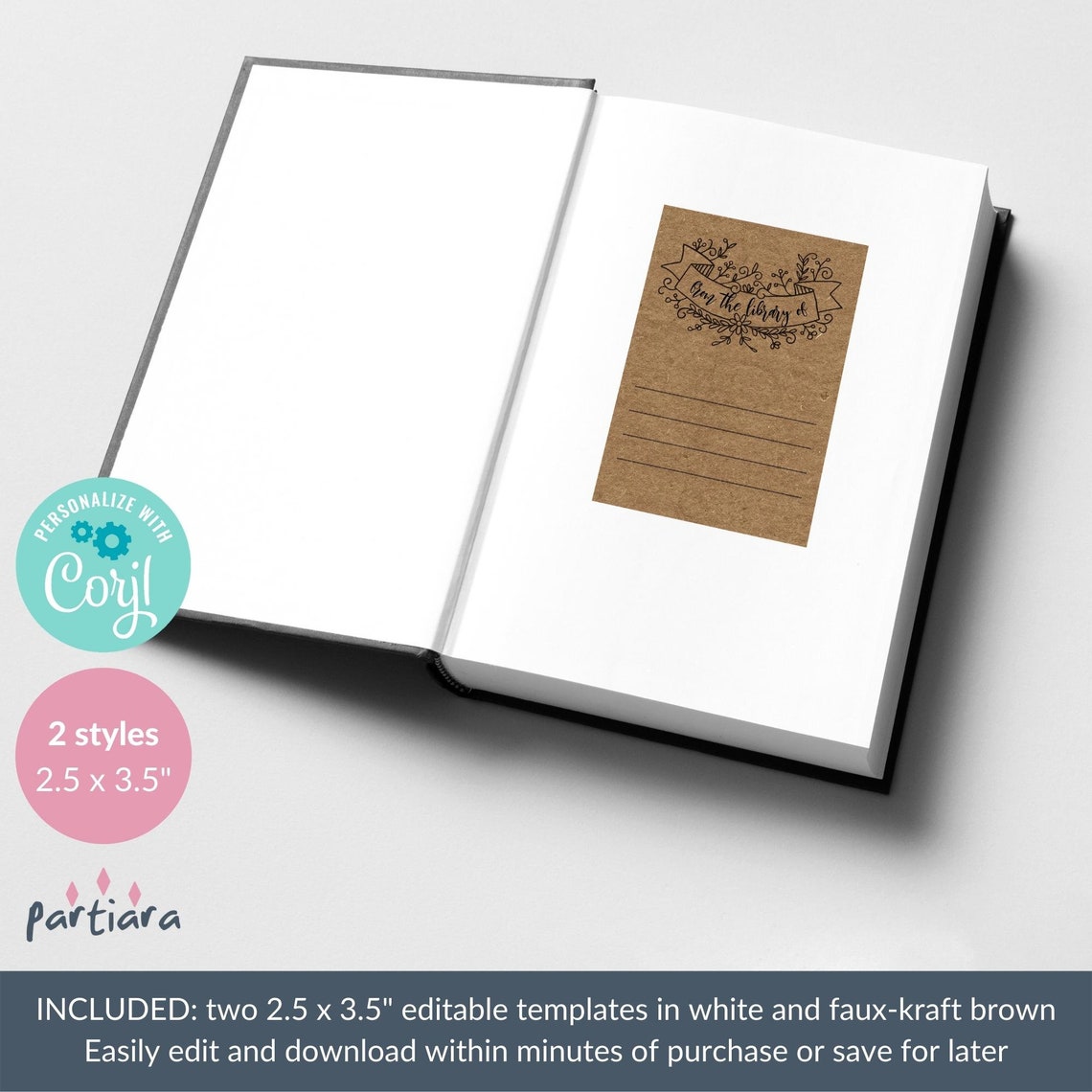 Library Book Plate Labels Editable Printable Bookplate | Etsy UK