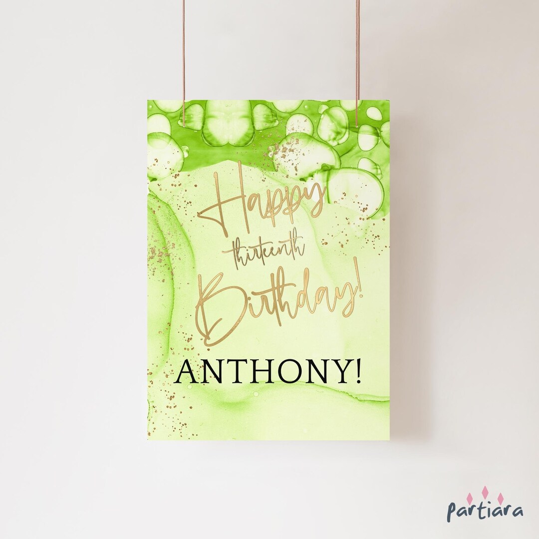 Green Gold Birthday Welcome Sign Lime Green Teen Girls Brunch - Etsy