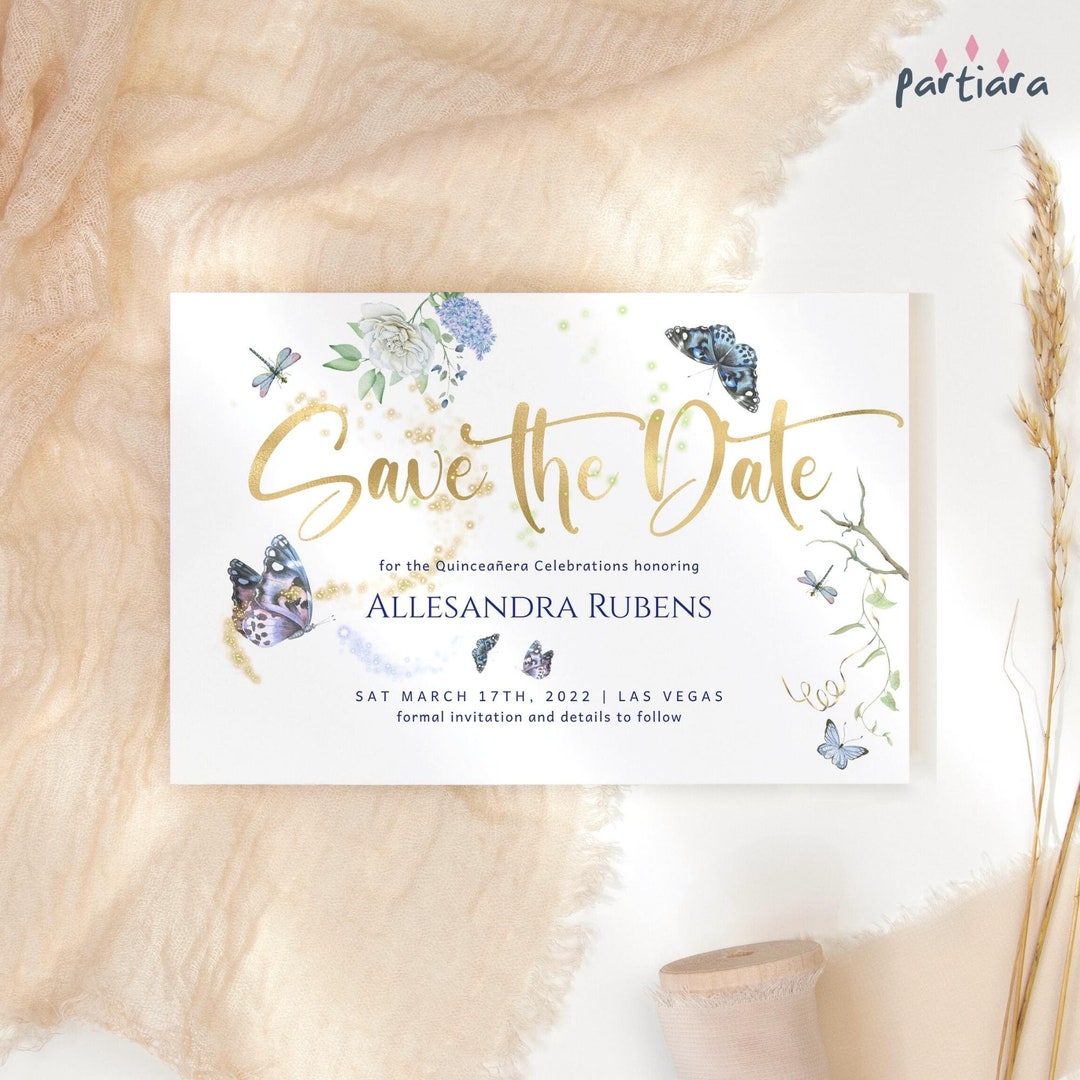 Butterfly Save the Date Card, Bridal Butterflies Save the Dates ...