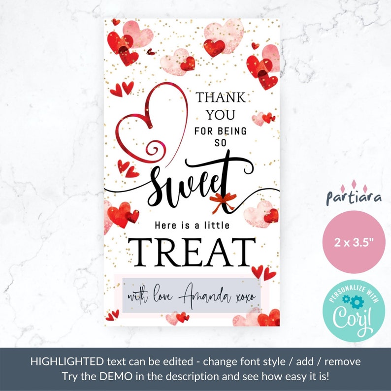 Valentine Tags Kids Teacher Appreciation Gift Tag Printable: Sweet ...