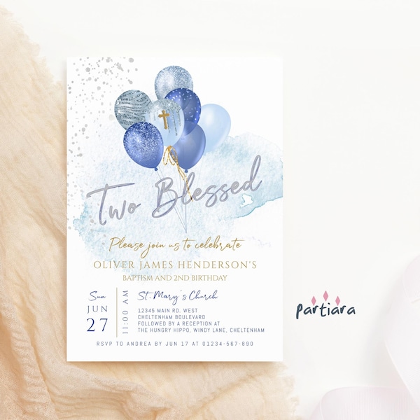 Baptism and Birthday Invitation for Two - Etsy