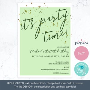 Adult Party Time Invitation Template Editable Milestone - Etsy