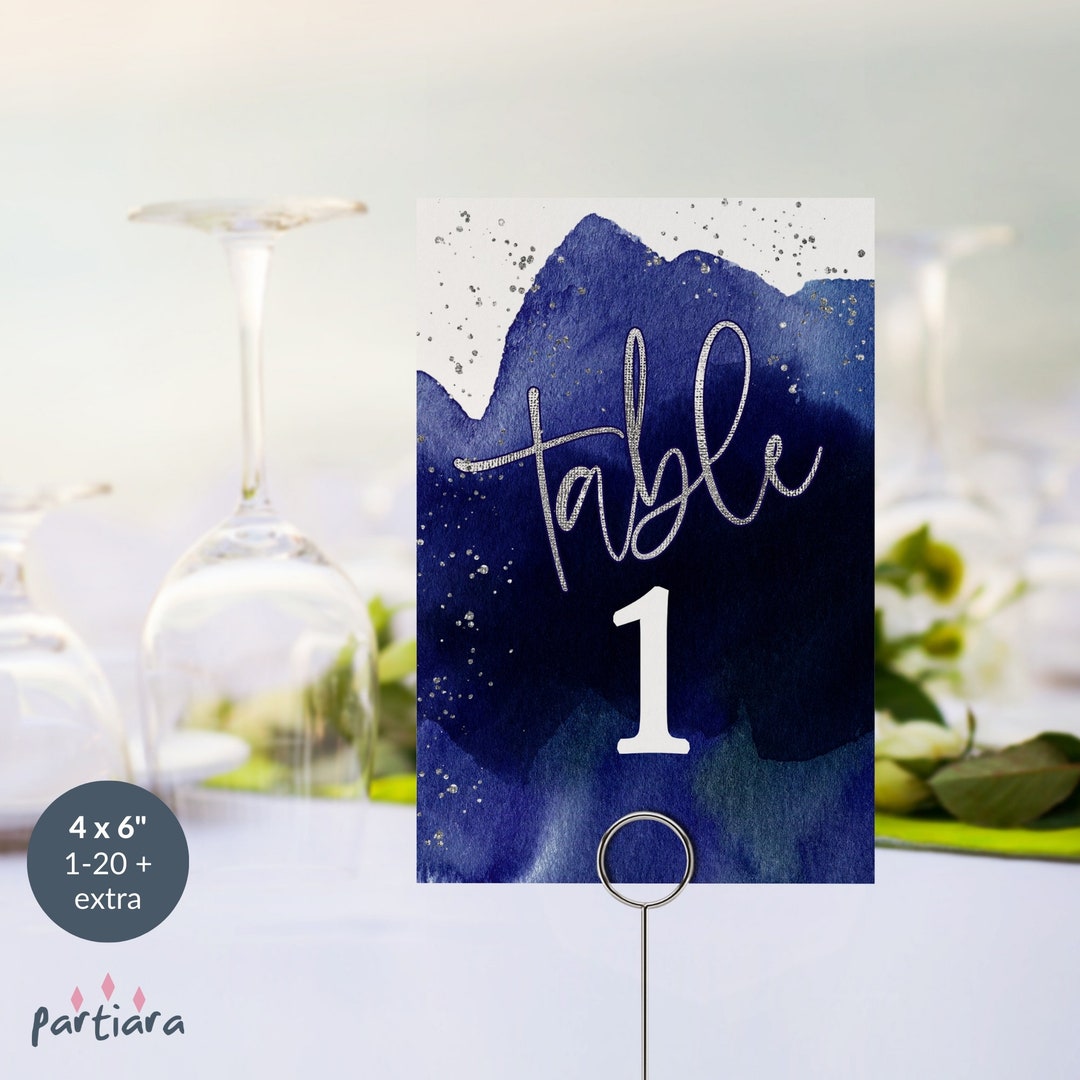 Navy Blue Table Number Cards Printable Men or Ladies Birthday - Etsy