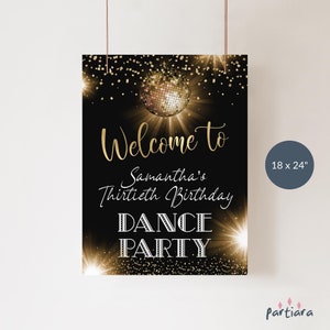 Disco Dance Party Sign Welcome Poster Decor Printable Ladies Birthday ...