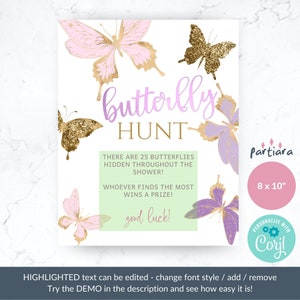 Baby Shower Butterfly Hunt Game Printable Girl Party Activity Games ...