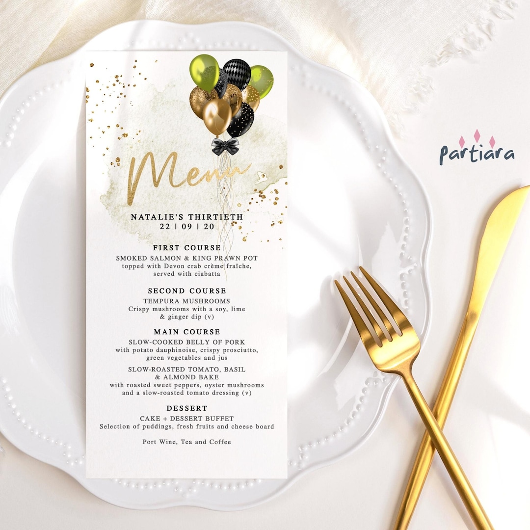 Editable Menu Template, Birthday Dinner Menus Printable, Teen Boys or ...
