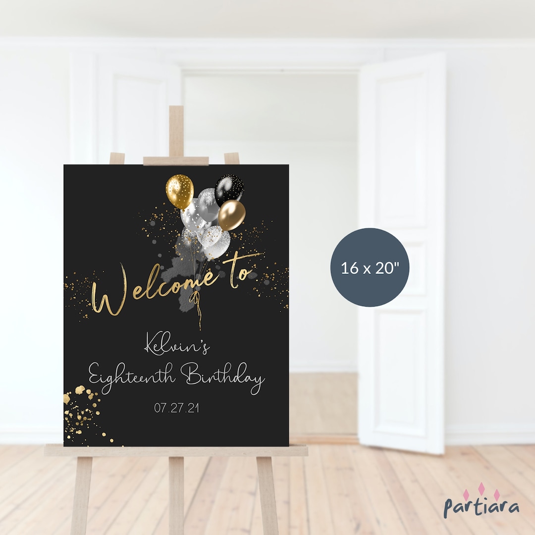 Boys Birthday Welcome Sign Template, Teens Party Welcome Entrance ...
