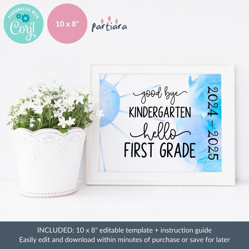 Editable First Day of School Sign Goodbye Kindergarten Hello First ...