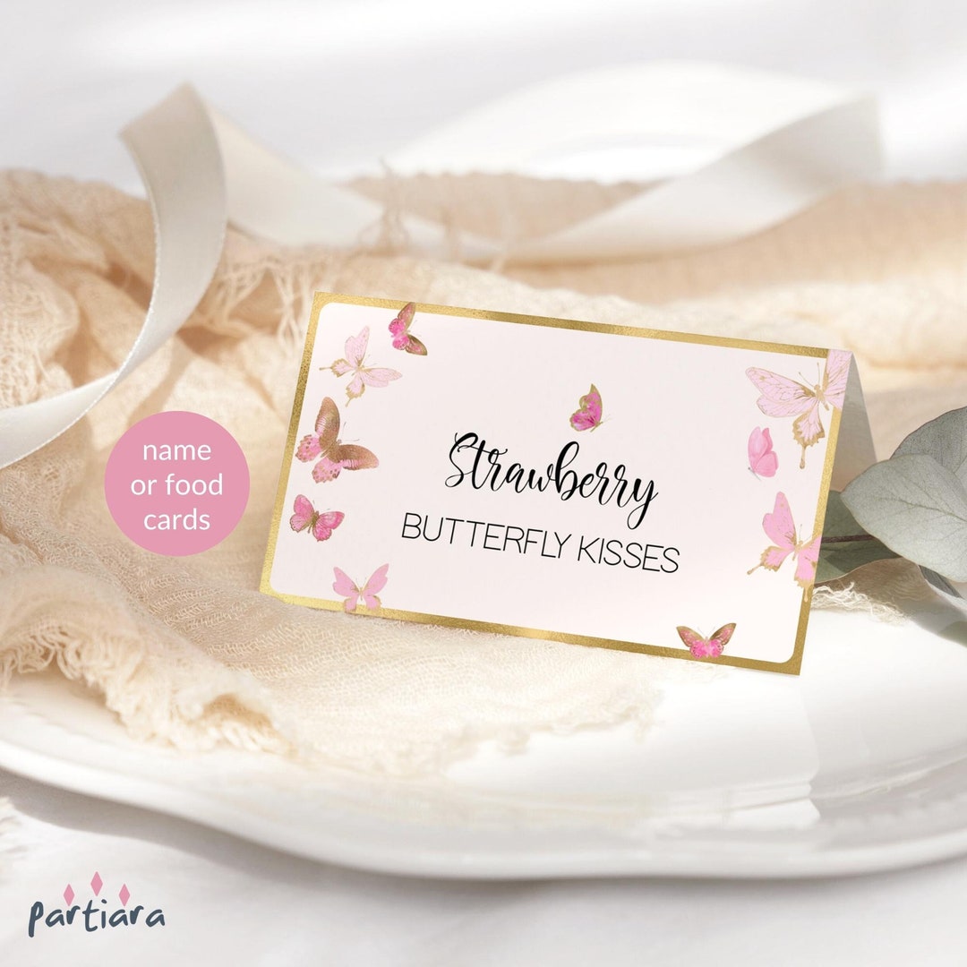 Butterfly Place Card Template, Baby Shower Food Tents Printable, Girls ...