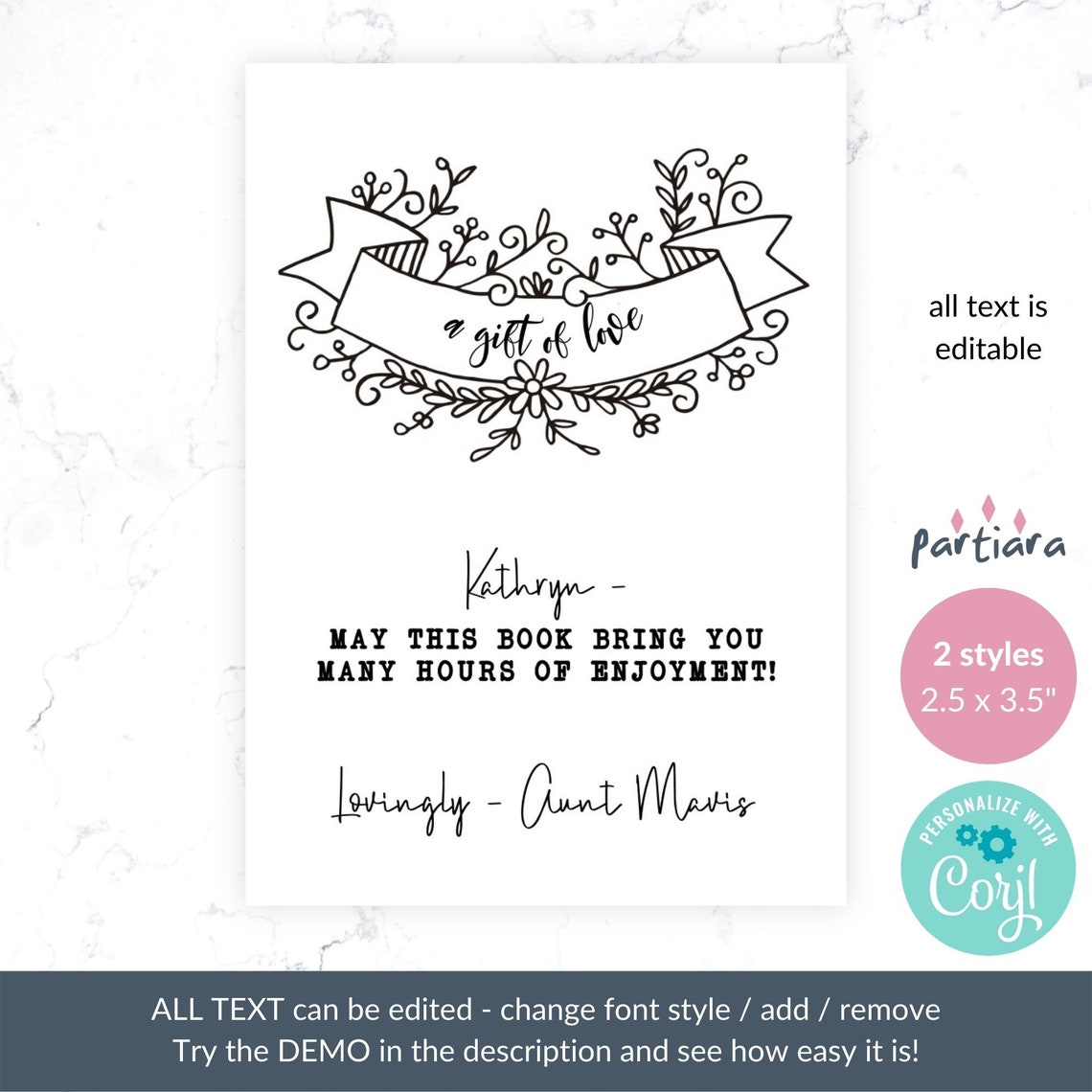 Editable Book Label Cards, Personalized Library Book Labels, This ...